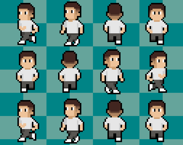 Pixel art top down base character asset by azwaryoga
