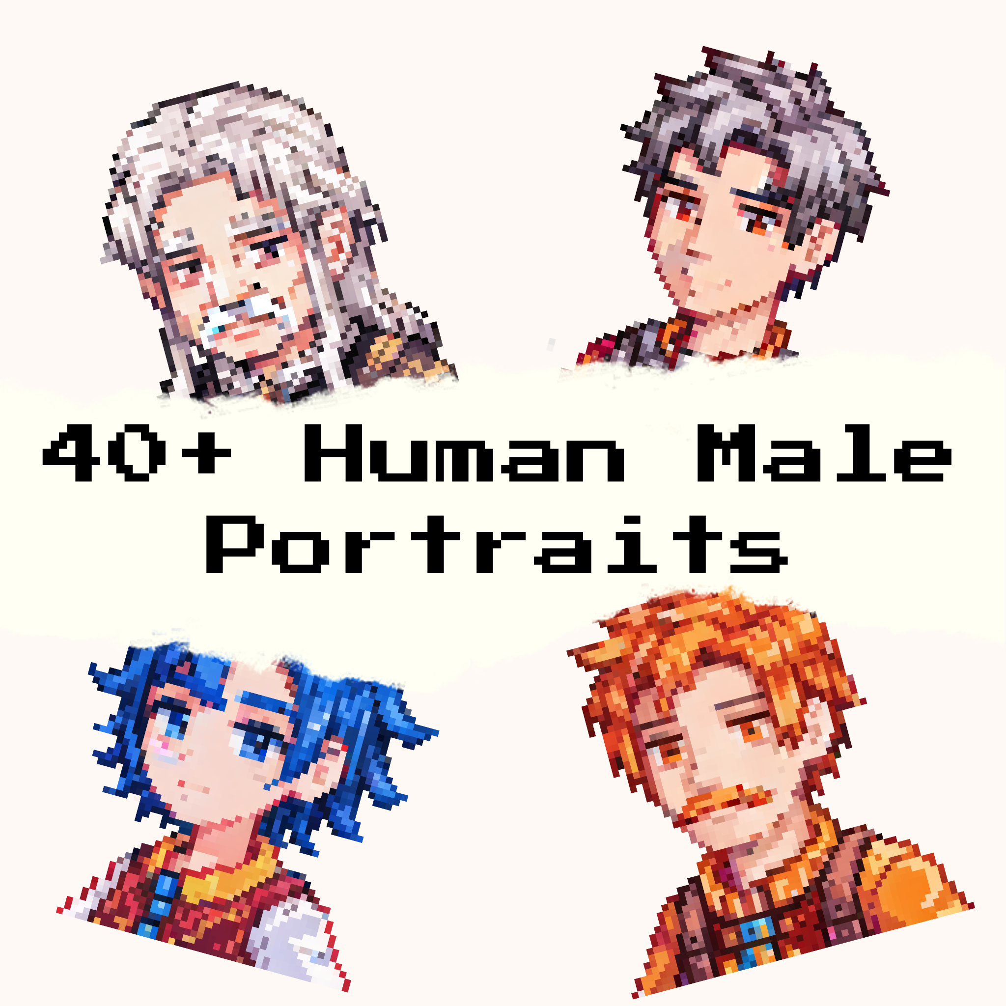 40+ Human Male Portrait Assets - Pixelart / Pixel Art Asset Pack by ...