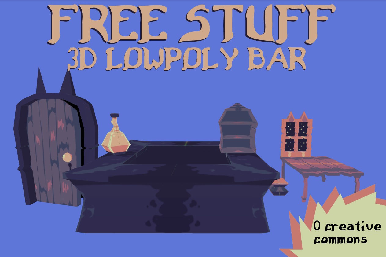 FREE 3D lowpoly medieval bar assets by Crim.Patches