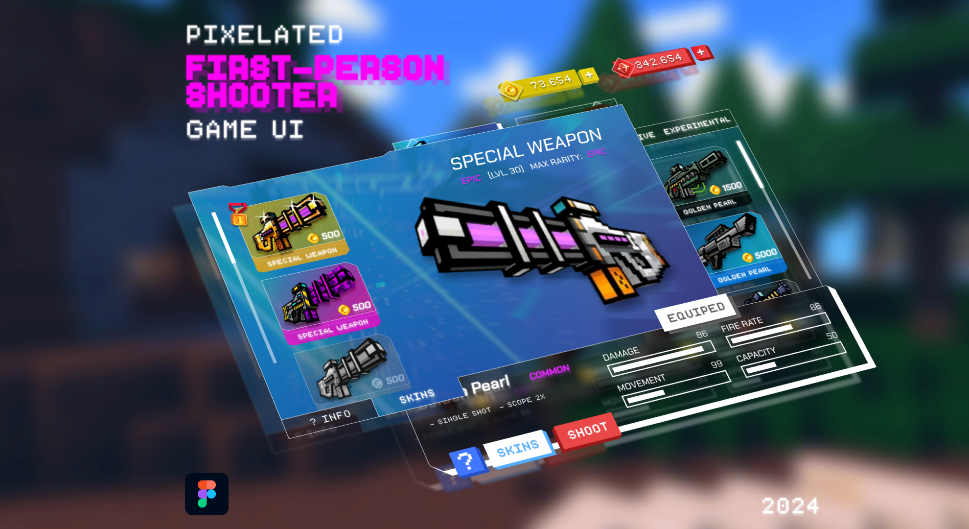 Pixelated First-Person Shooter Game UI by Geon Tavares