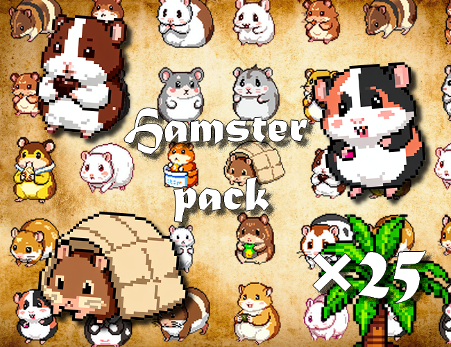25 Hamsters --- Pixel Art Hamster Pack by PixiePirat