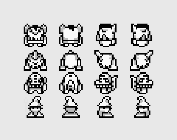 Character Sprite Pack 2 - 16x16 Gameboy by Leipea