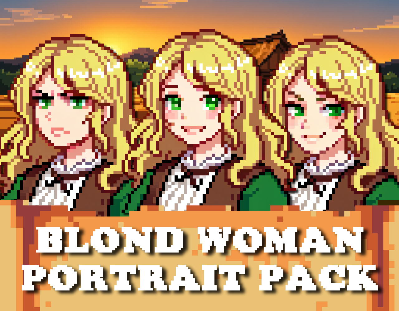 Blond Villager Woman Portrait - Pixelart / Pixel Art sprite Young Woman ...