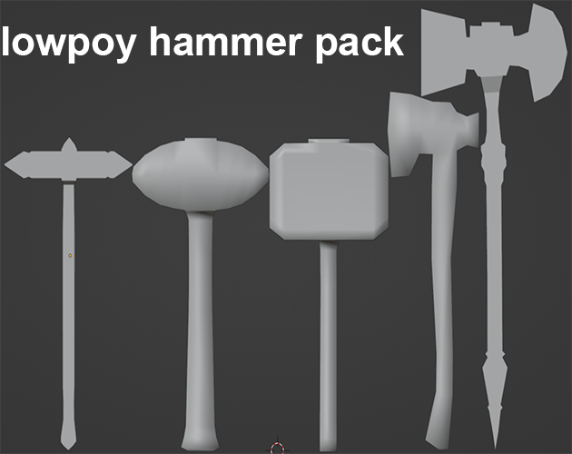 pack of 5 models of non-textured lowpoly hammers. made in Blender 3D ...