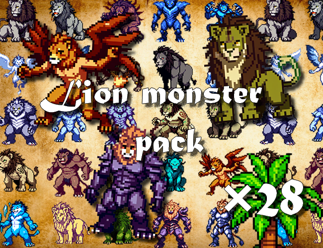 29 Lion Monsters --- Pixel Art Lion Monster Pack by PixiePirat