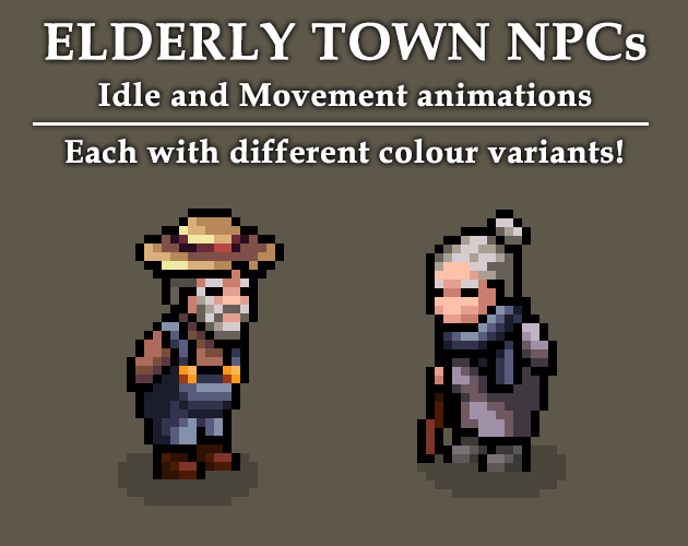 Elderly town NPCs with Sprite Sheets by Manx Pixels 🇮🇲