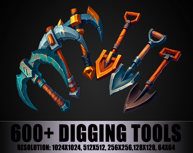 600+ Hi Def Digging Tools Sprites by FortressSide
