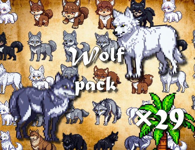 29 Wolves --- Pixel Art Wolf Pack by PixiePirat
