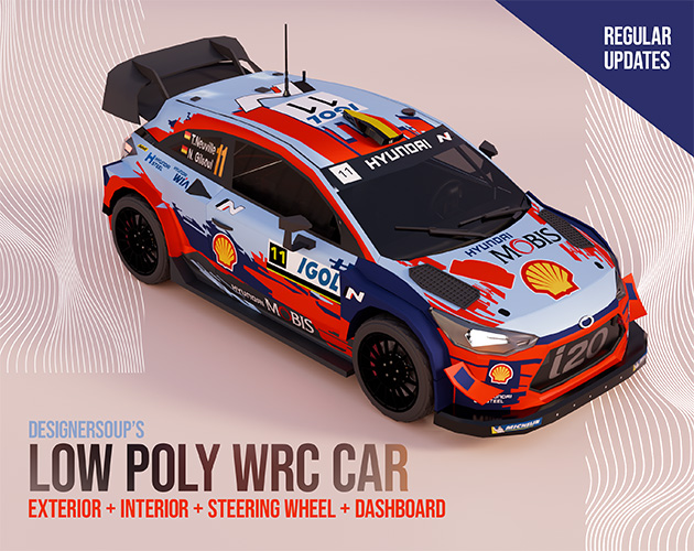 Low Poly Textured WRC Car with interior by designersoup