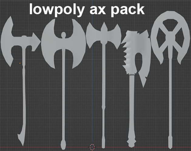 pack of 5 non-textured lowpoly ax models by AllanLeao