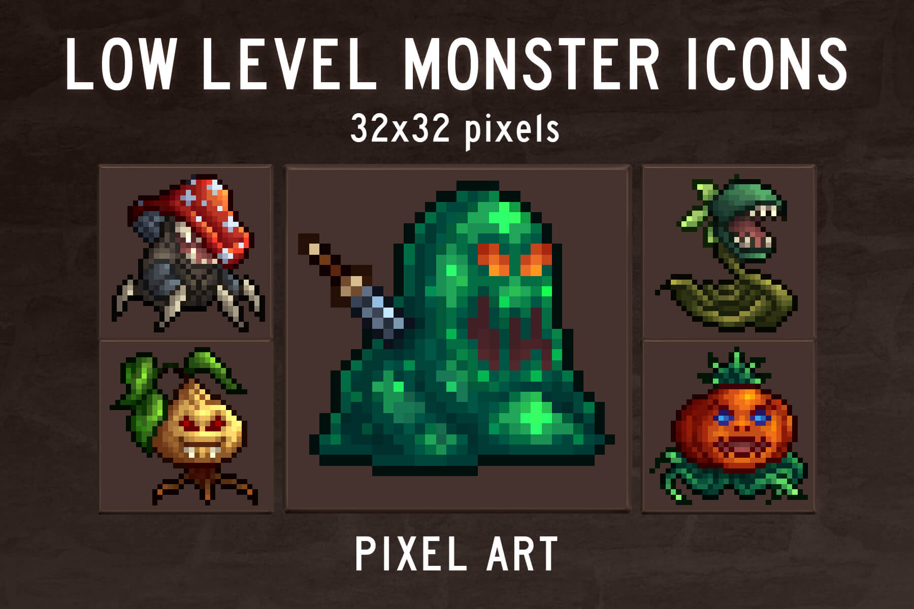 Free Monsters Pixel Art Icons by Free Game Assets (GUI, Sprite, Tilesets)