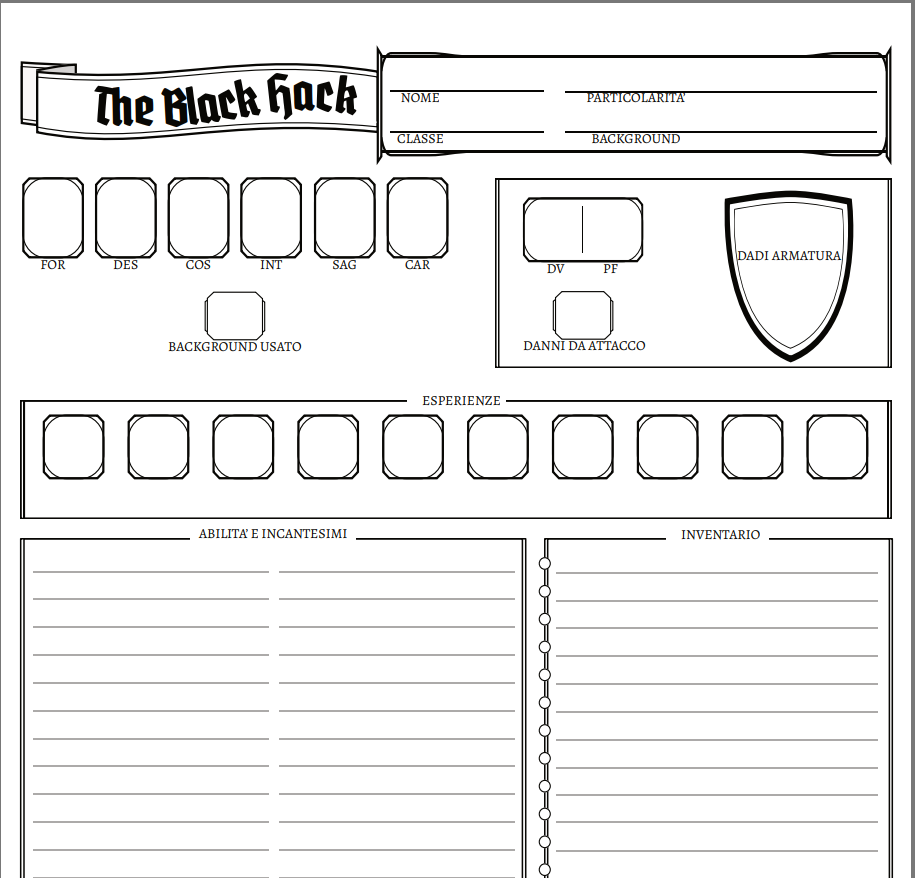 The Black Hack - Scheda del PG Deluxe editabile ITA by GMDarius