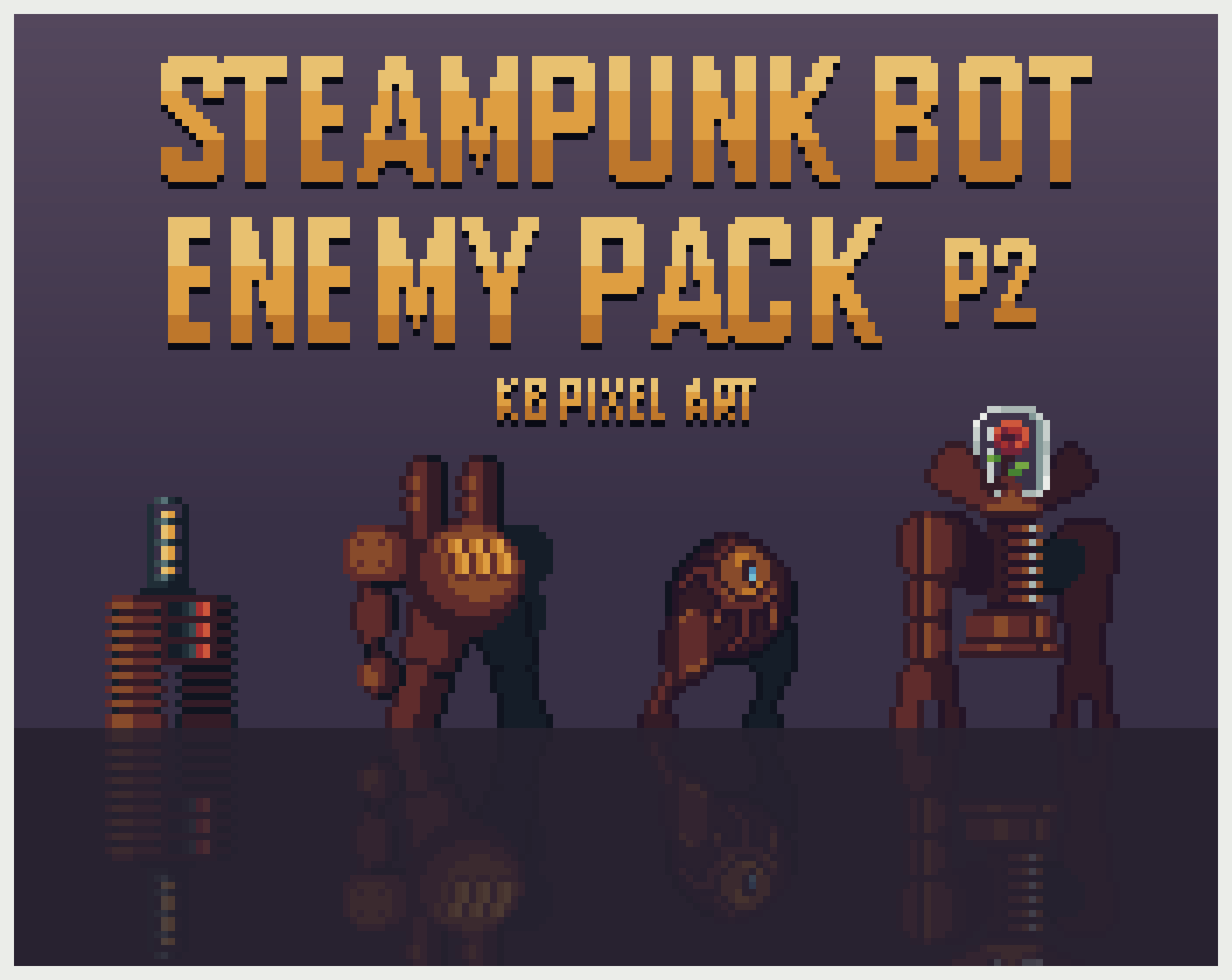 Steampunk Bot Enemy Pack - V2 by KBPixelArt