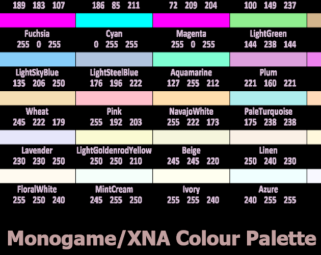 Monogame Colour Palette by Fergus Buckner