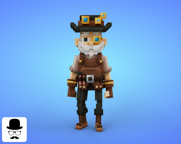 Voxel Inventor Character - 3D Lowpoly Game Asset by MrMGames