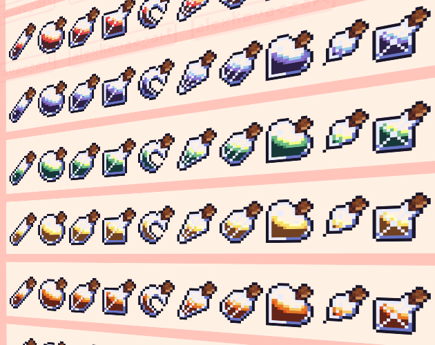 90 FREE 16x16 Animated Pixel Art Potions by alexkovacsart