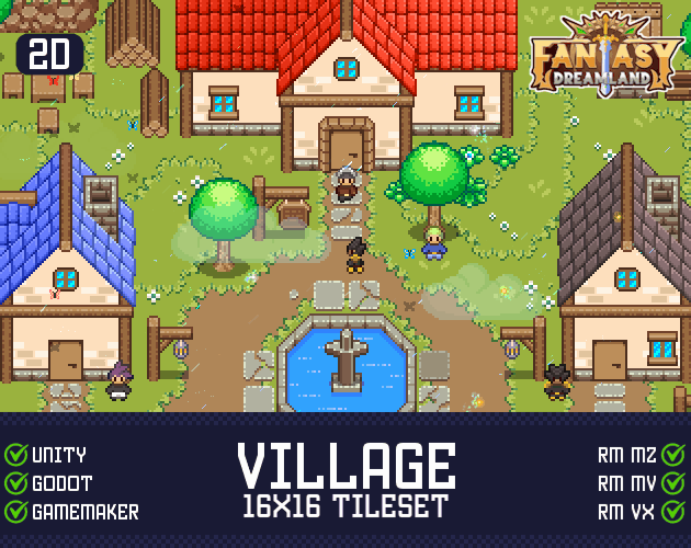Village Tileset 2 Seasons 16x16 Pixelart [Fantasy Dreamland] by ELV Games