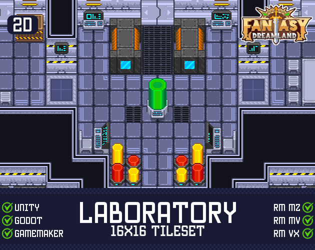 Laboratory Tileset 16x16 Pixelart [Fantasy Dreamland] by ELV Games