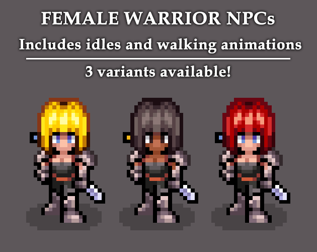 3 Female Warrior NPCs by Manx Pixels 🇮🇲