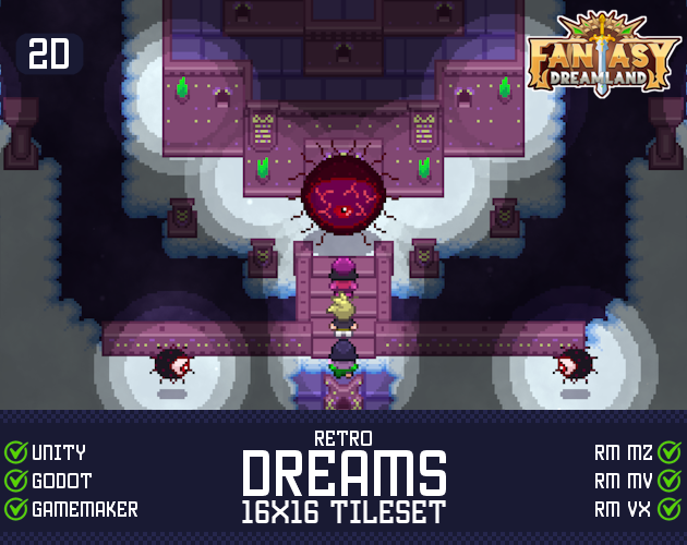 Dream Tileset 16x16 Pixelart [Fantasy Dreamland] by ELV Games