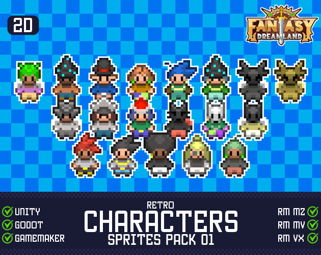 Character Sprites Asset Pack 1 [Fantasy Dreamland] by ELV Games