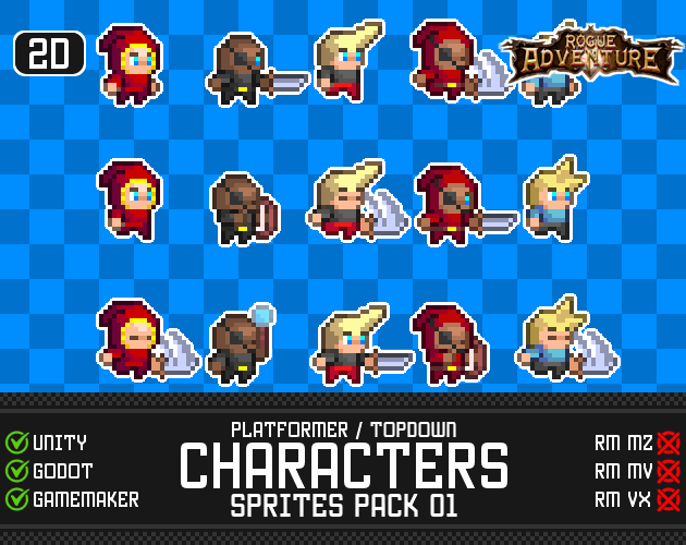 TopDown Character Sprites [Rogue Adventure] by ELV Games