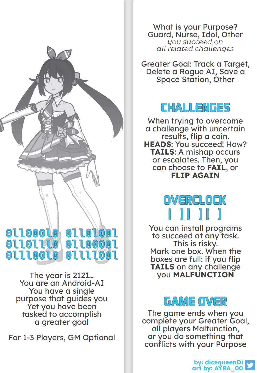 Binary, A Bookmark TRPG about Androids by Di.