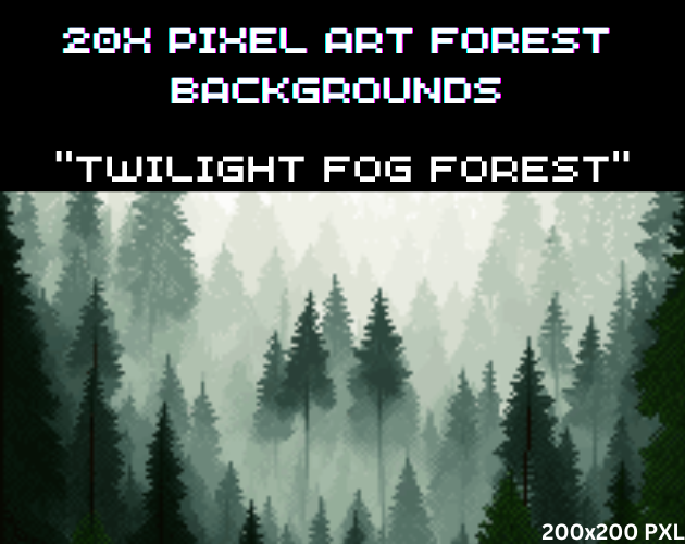 20x Pixel Art Forest Backgrounds 200x200 PXL "Twilight fog forest" by ...