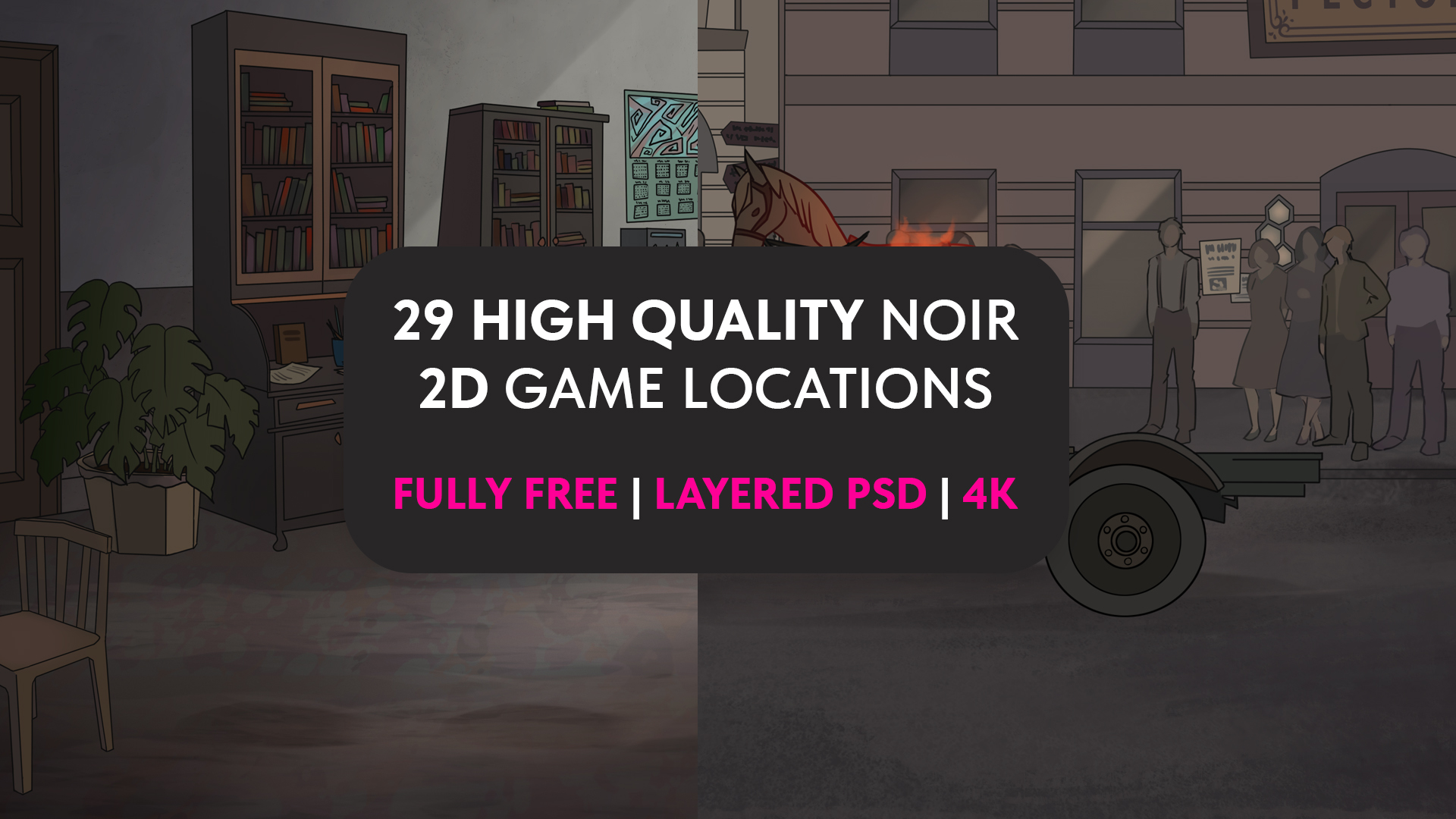 2D Noir Game Backgrounds (4K) by Devs Daddy