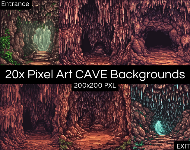 20x Pixel Art CAVE background images by PIXEL_1992