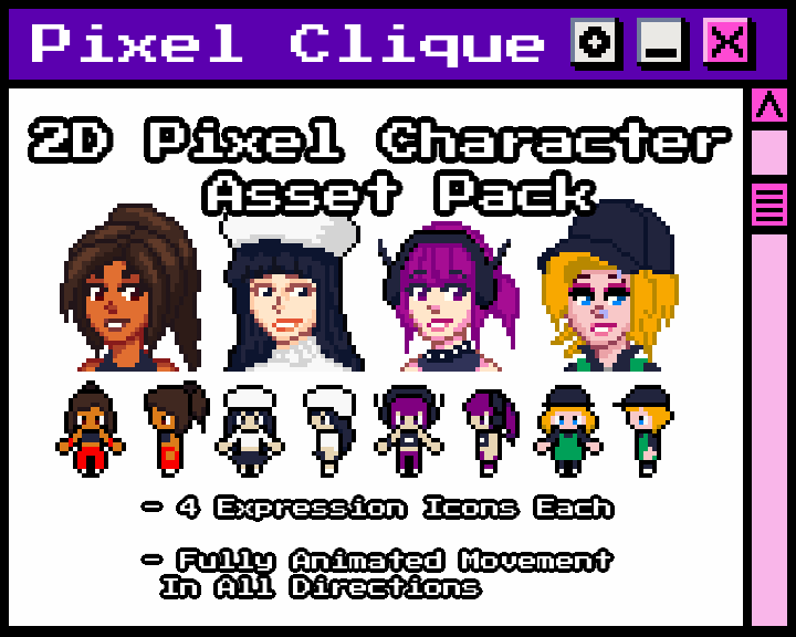 Pixel Clique - 2D Pixel Female Character Pack by JagoFett