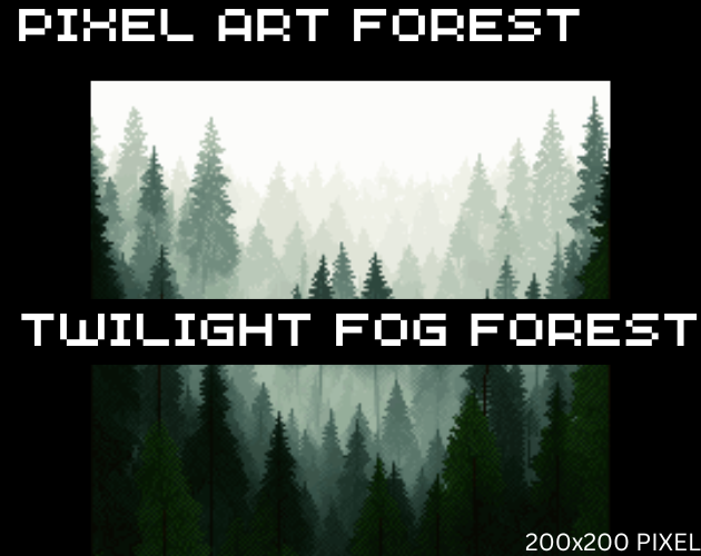 PIXEL ART FOREST BACKGROUND "Twilight fog forest" by PIXEL_1992