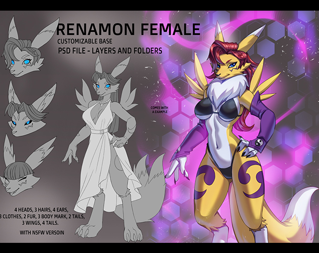 Renamon base customizable by playfurry
