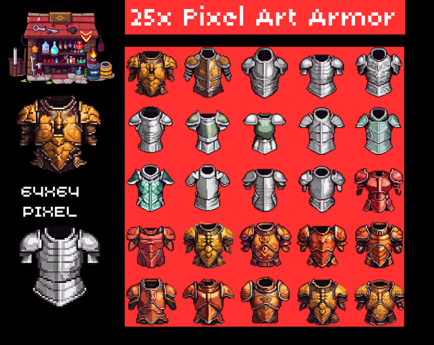 25x Pixel Art Armor Set by PIXEL_1992