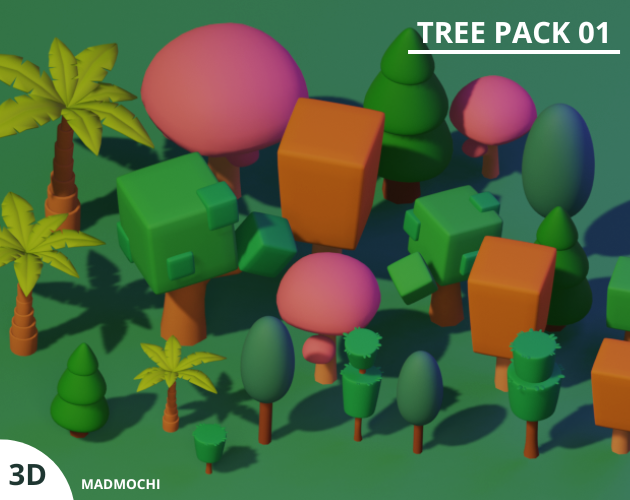 Low poly tree pack - Stylized 3D Game Assets by MadMochi