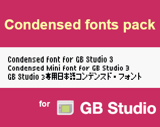 Condensed pixel font set for GB Studio by Edo999