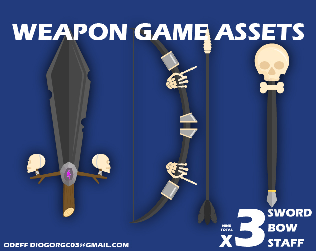 9x Cartoon Weapons Game Asset by oDeff