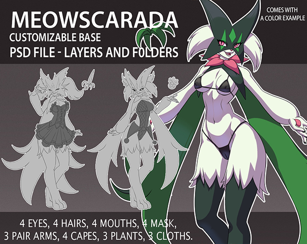 Meowscarada base customizable by playfurry