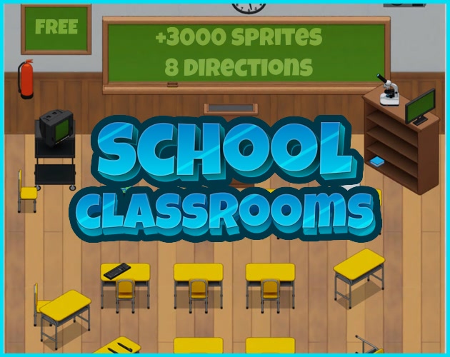 2D School Classroom Asset Pack by styloo