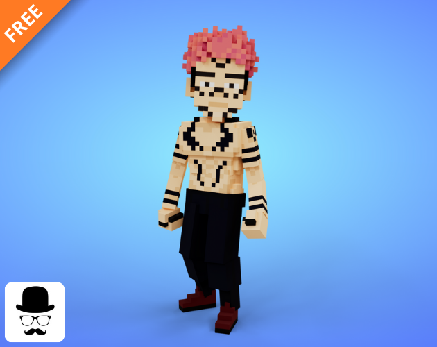 Voxel Sukuna Character - 3D Anime Game Asset by MrMGames