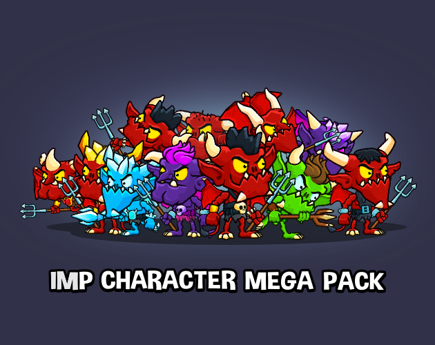 Imp game character mega pack by Robert Brooks - gamedeveloperstudio.com