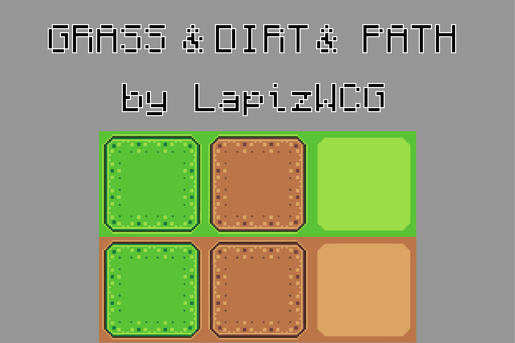 Top Down TileSet : Grass&Dirt&Path [16x16][FREE][by LapizWCG] by lapizwcg