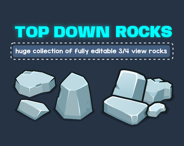 Top down rocks pack by Robert Brooks - gamedeveloperstudio.com
