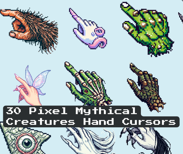 30 Pixel Mythical Creatures Hand Cursors by Noir Games