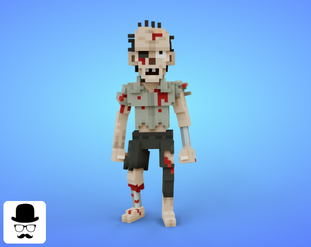Voxel Zombie Character 2 - 3D Fantasy Game Asset by MrMGames