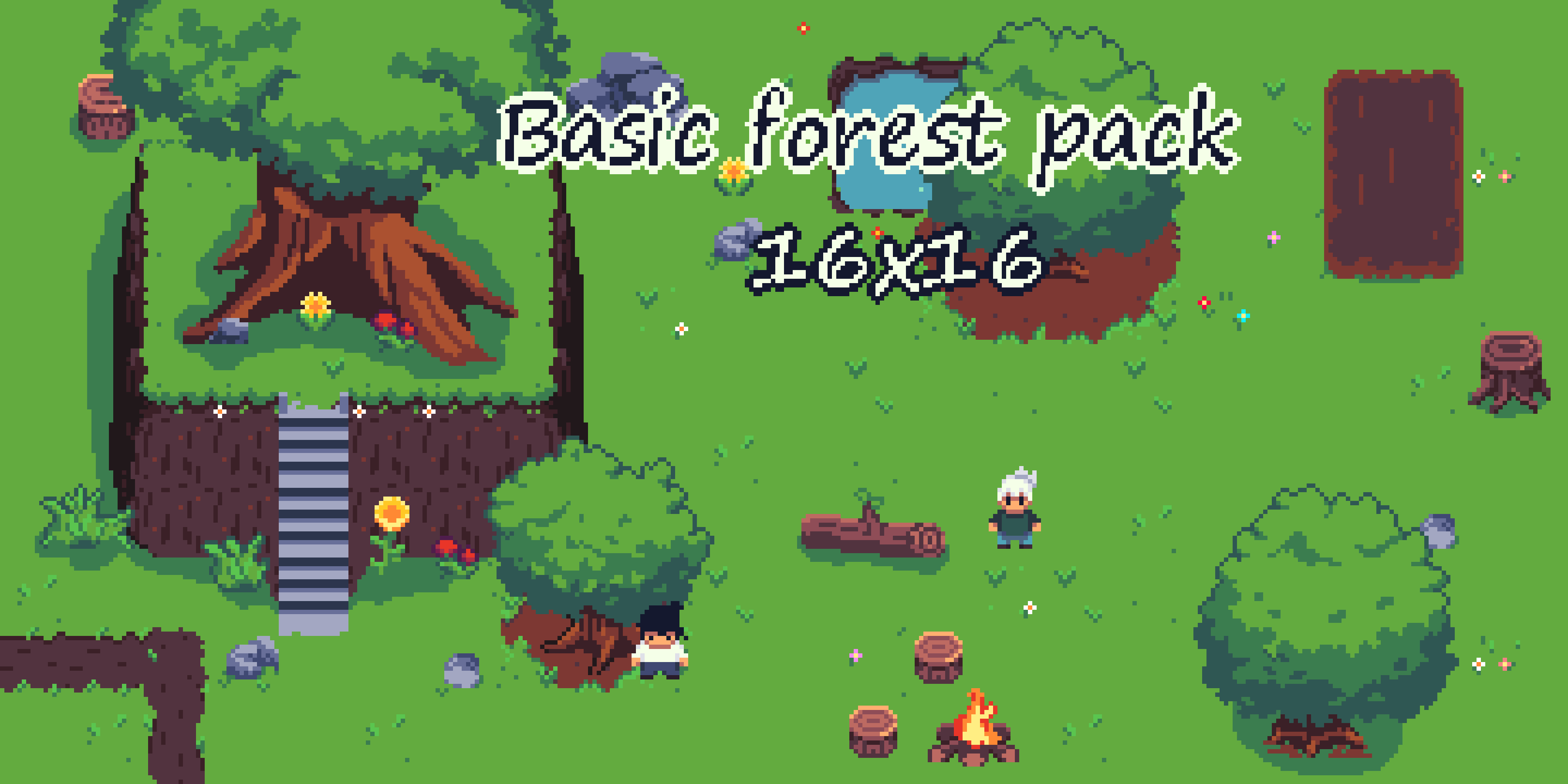 Top down forest tileset pack by REIMONKEY