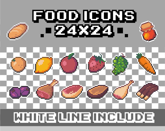 FOOD ICONS 24X24 by Azuna Pixels