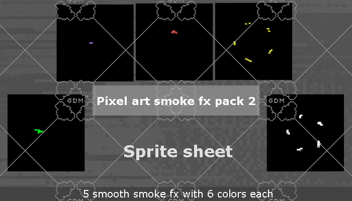 Pixel Art smoke fx pack 1 (5 styles) by virtualgodgames