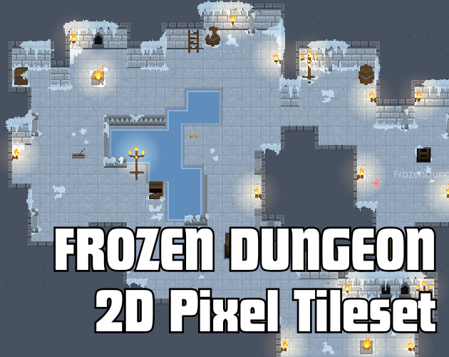 Frozen Dungeon - Pixel 16x16 Top Down Tileset by lexyshmexy