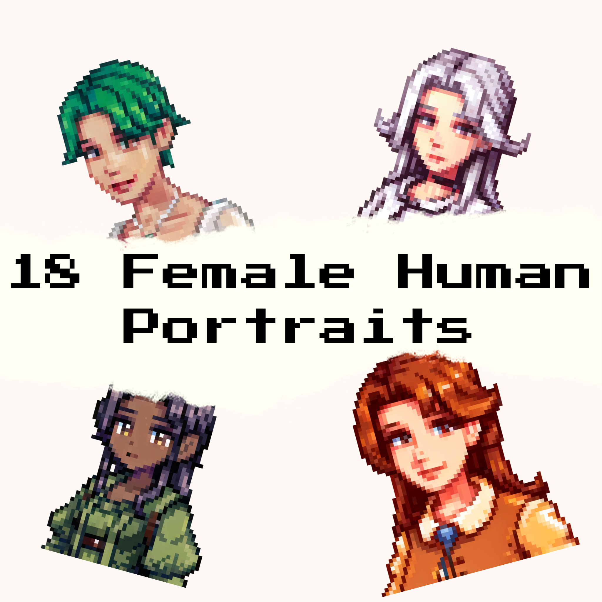 [FREE] 18 Human Female Portrait Assets - Pixelart / Pixel Art Asset ...